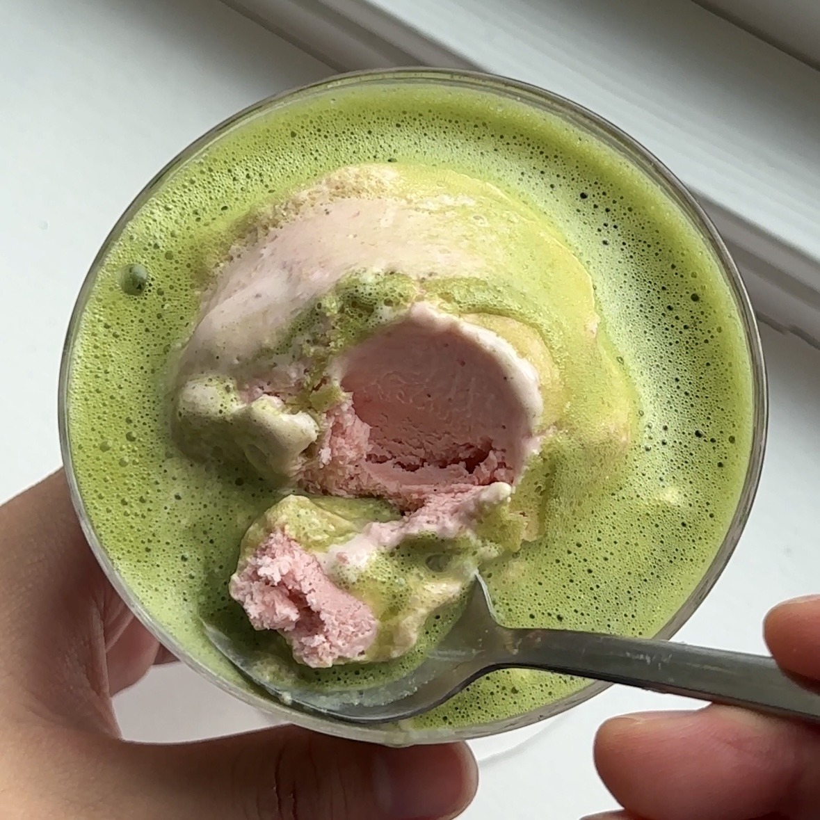 Matcha Affogato with Homemade Strawberry Ice Cream - Its.ChloeH